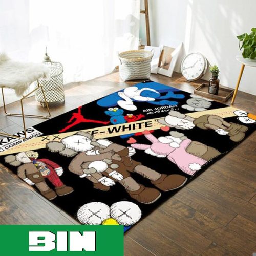 Kaws x Air Jordan x Off-White Rug Hot 2023 Sneaker Rug Home Decor - Binteez