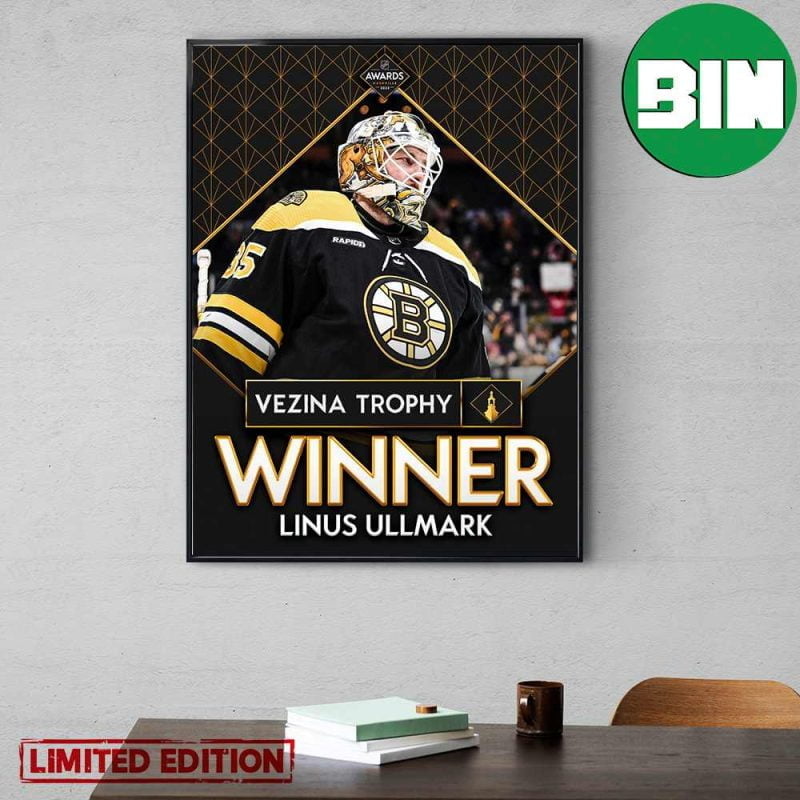 Vezina Trophy Winner Linus Ullmark NHL Awards 2023 Poster Canvas - Binteez