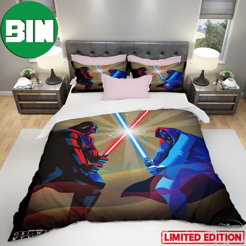 Star Wars Art Obi-Wan Kenobi vs Darth Vader Bedding Set - Binteez