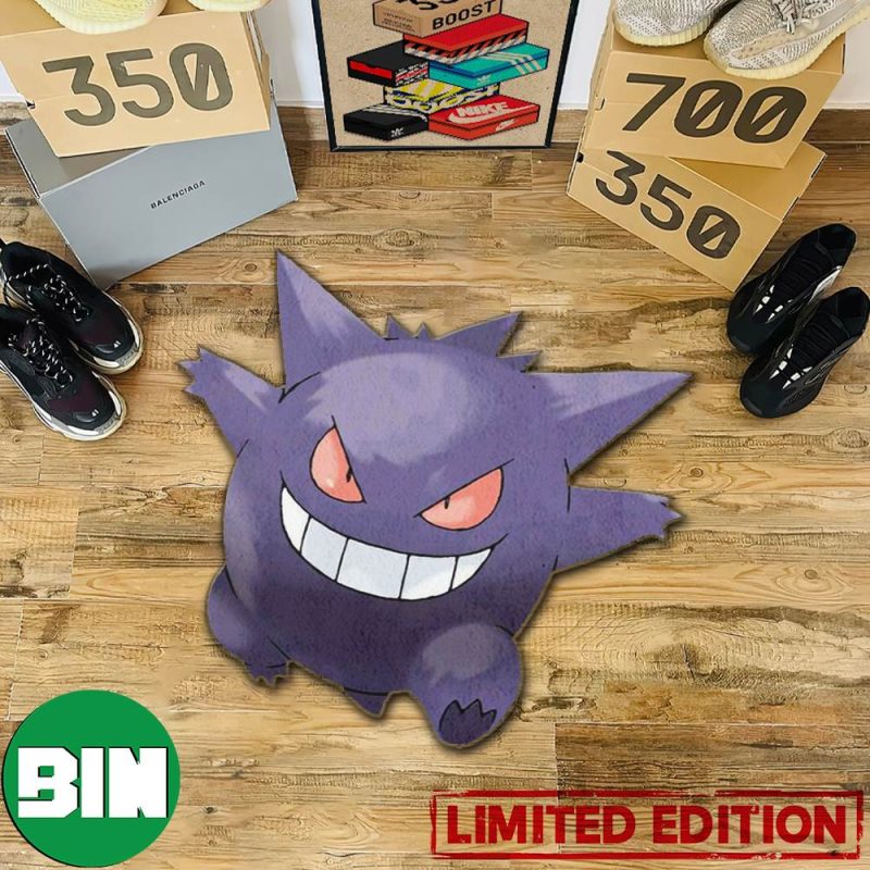 Gengar Smile Face Home Decor Carpet In Living Room Pokemon Rug - Binteez