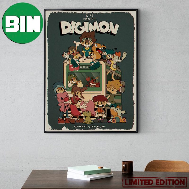 Digimon Cartoon Poster In Full Colored Home Decor Poster Canvas - Binteez