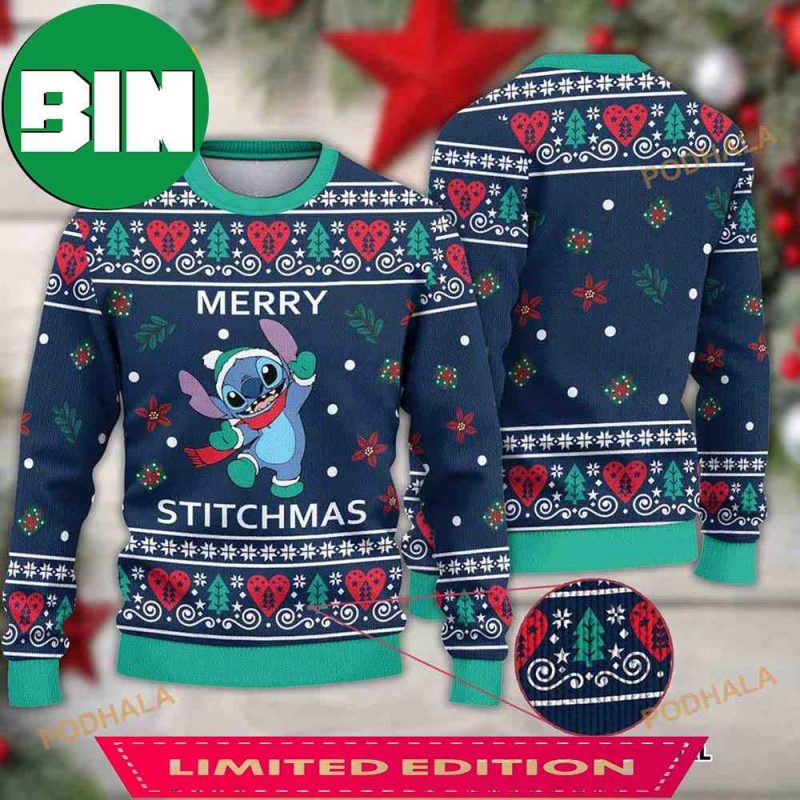 Lilo And Stitch Disney Merry Stitchmas Ugly Christmas Sweater - Binteez
