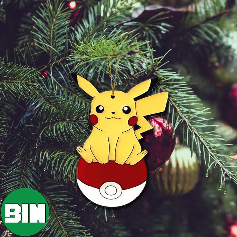 Pikachu On Pokeball Vintage Custom Shape Christmas Gift 2023 For Tree ...