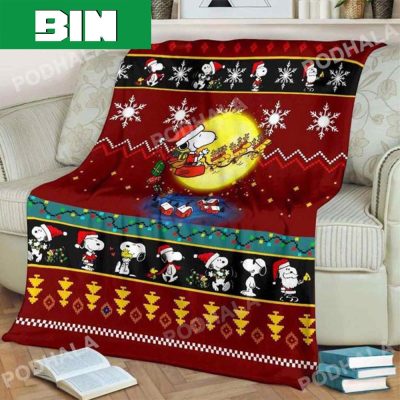 Snoopy Christmas Gift 2023 Funny Snoopy And Snowflake Pattern Blanket ...