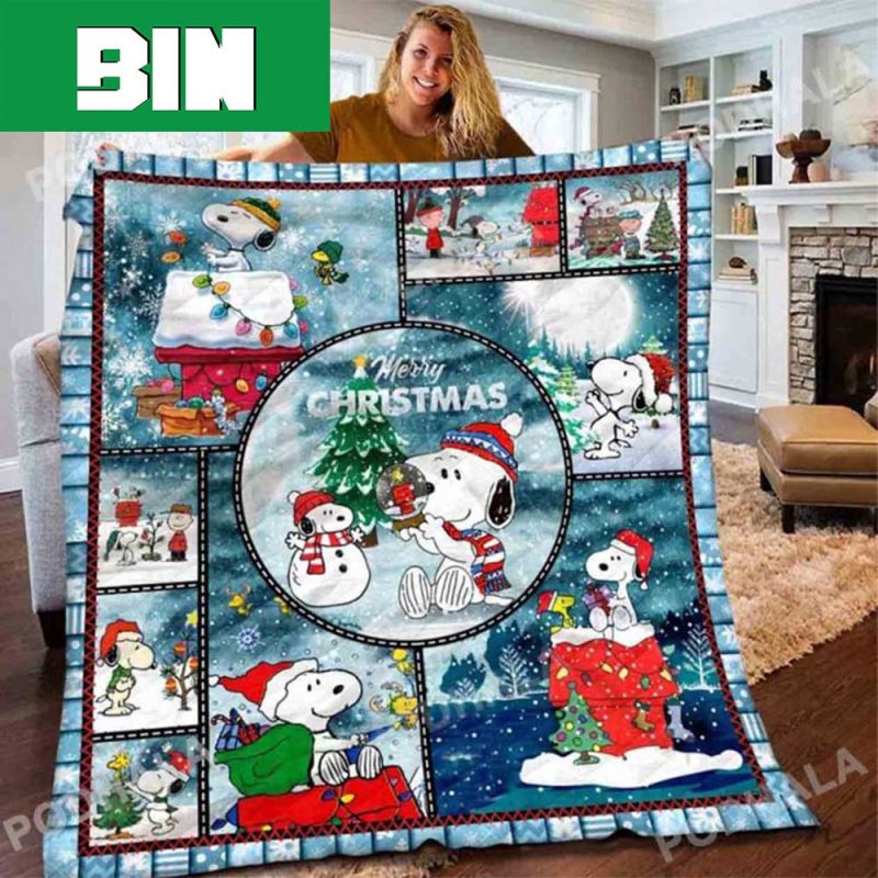 Snoopy Christmas Gift 2023 Funny Snoopy And Snowflake Pattern Blanket ...