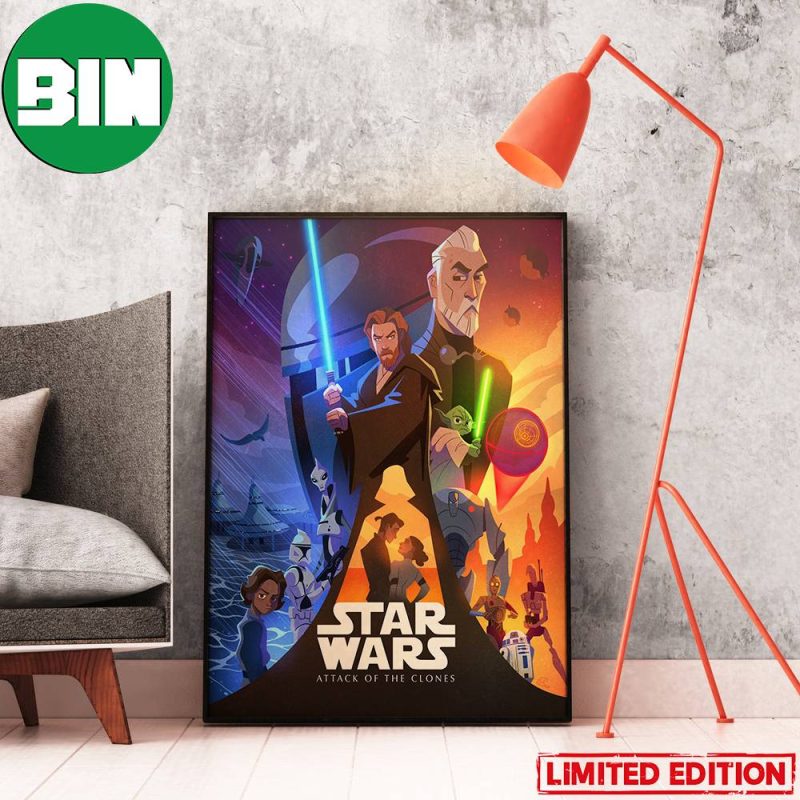 Star Wars Episode II Attack Of The Clones Anakin Skywalker Obi-Wan Home Decor Poster Canvas ...