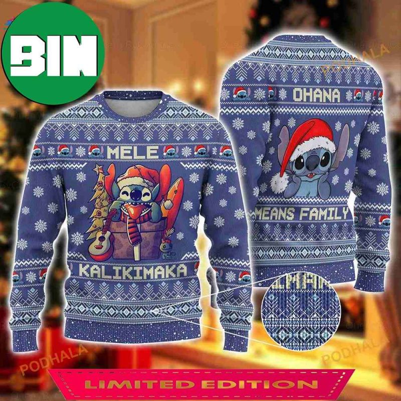 Stitch Mele Kalikimaka Merry Christmas 2023 Unique Ugly Sweater - Binteez