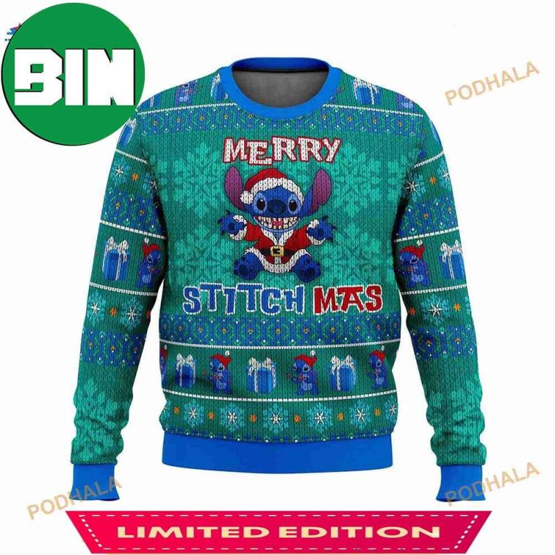 Stitch Merry Stitchmas 3D Ugly Christmas Sweater - Binteez