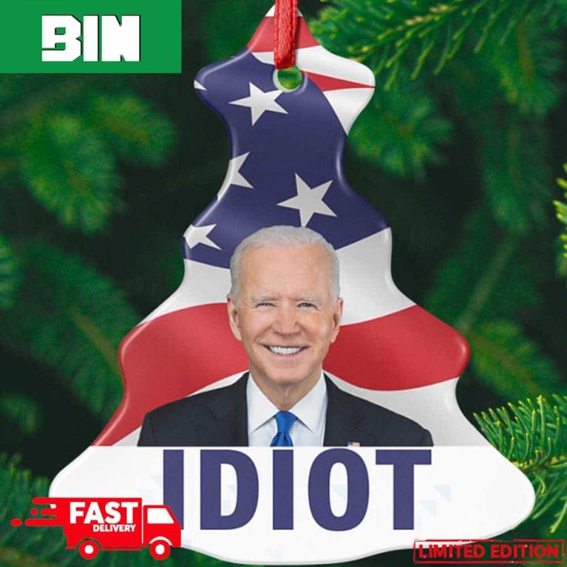 Funny Biden Idiot Christmas Tree Decorations 2023 Ornament - Binteez