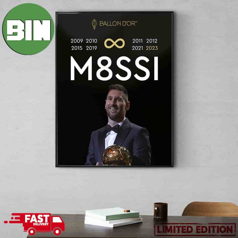 Lionel Messi 8 Ballon d'Or Congratulations 2023 All Title Poster Canvas ...
