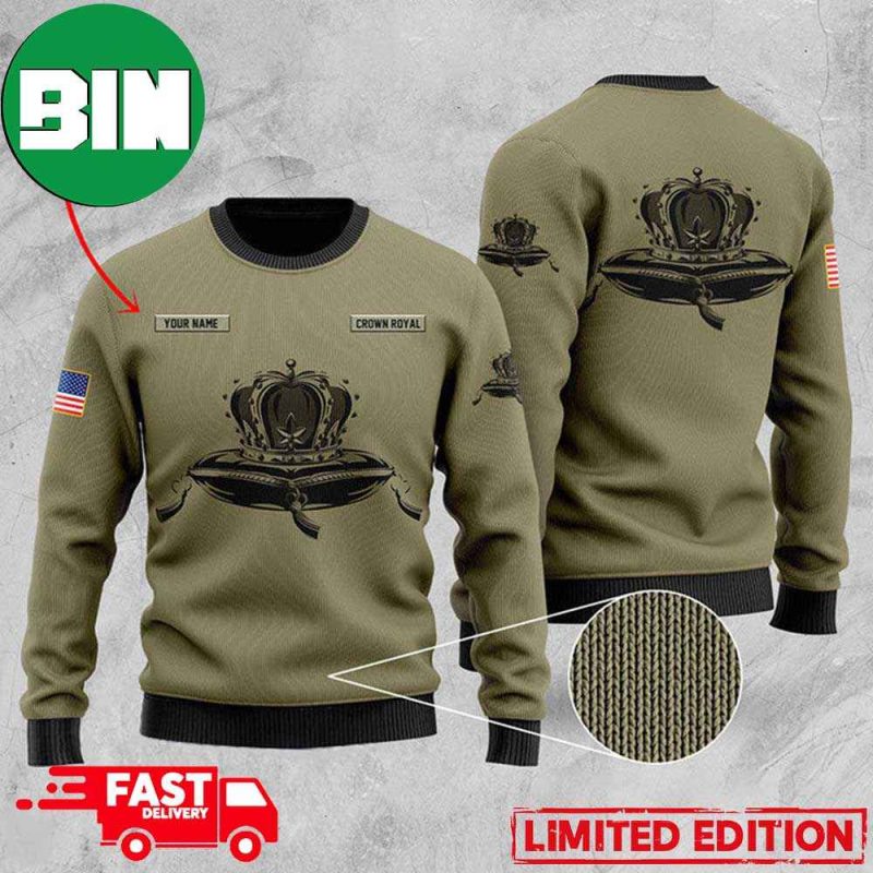 Personalized US Flag Crown Royal Ugly Sweater For Men And Women - Binteez