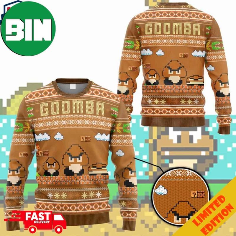 Super Mario Goomba Funny 2023 Holiday Gift Ugly Sweater - Binteez