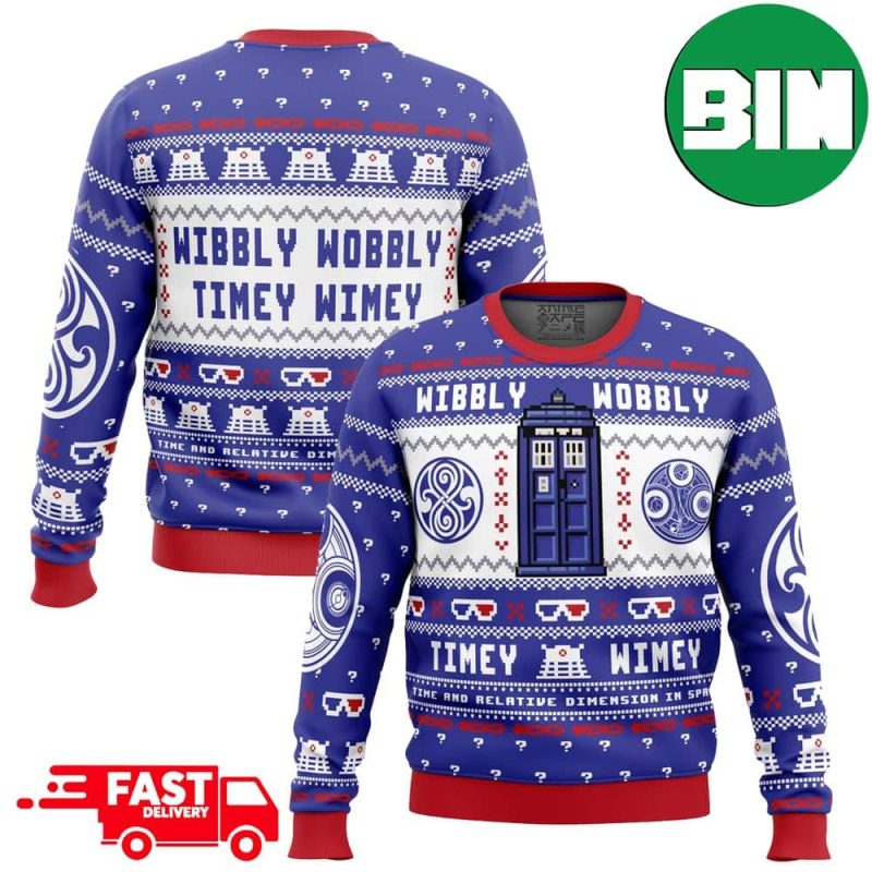 Wibbly Wobbly Doctor Who Holiday Gift 2023 Ugly Christmas Sweater - Binteez