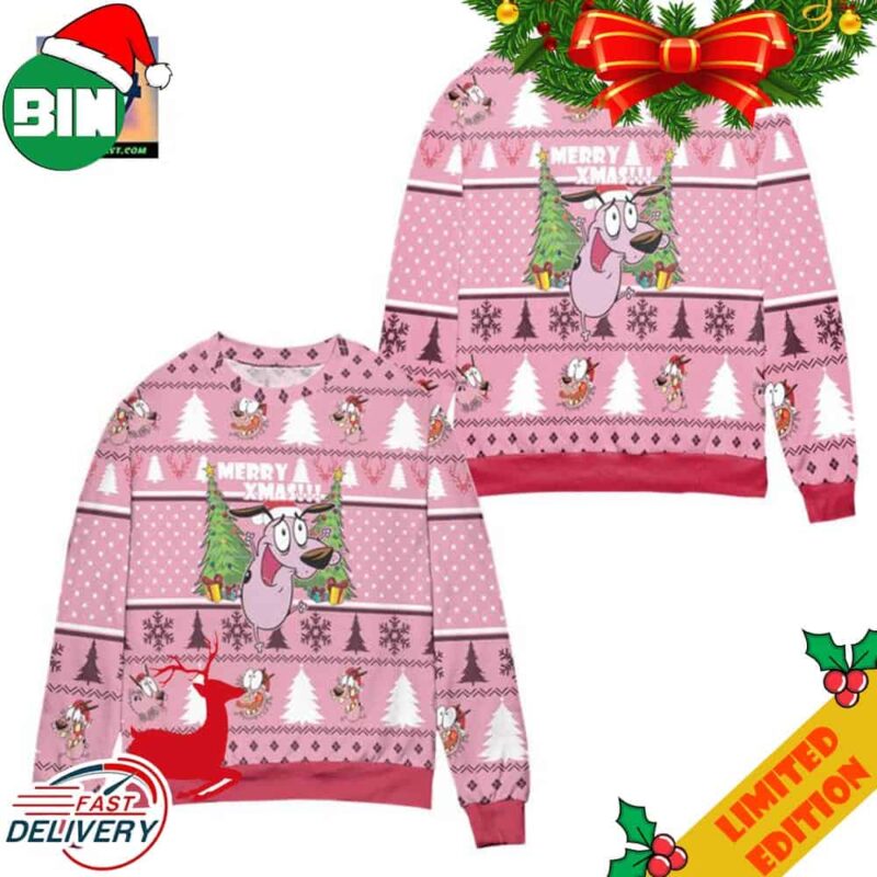 Courage The Cowardly Dog Merry XMas Ugly Christmas Sweater For Men And ...