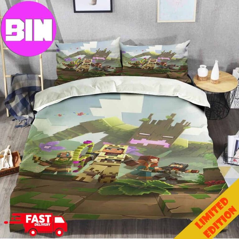 Minecraft Bedding Set Red And Black Background Home Decor Bedroom - Binteez