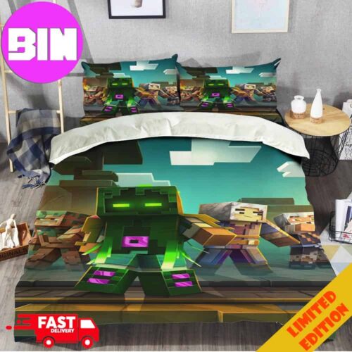 Minecraft Bedding Set Red And Black Background Home Decor Bedroom - Binteez