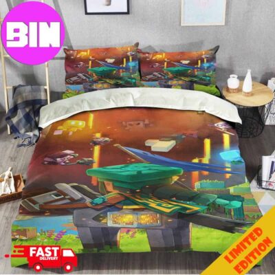Minecraft Bedding Set Red And Black Background Home Decor Bedroom - Binteez