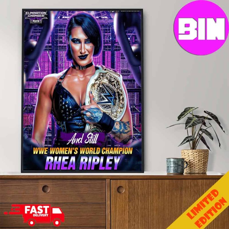 WWE Elimination Chamber Perth And Still WWE Women's World Champion Rhea Ripley Poster Canvas ...