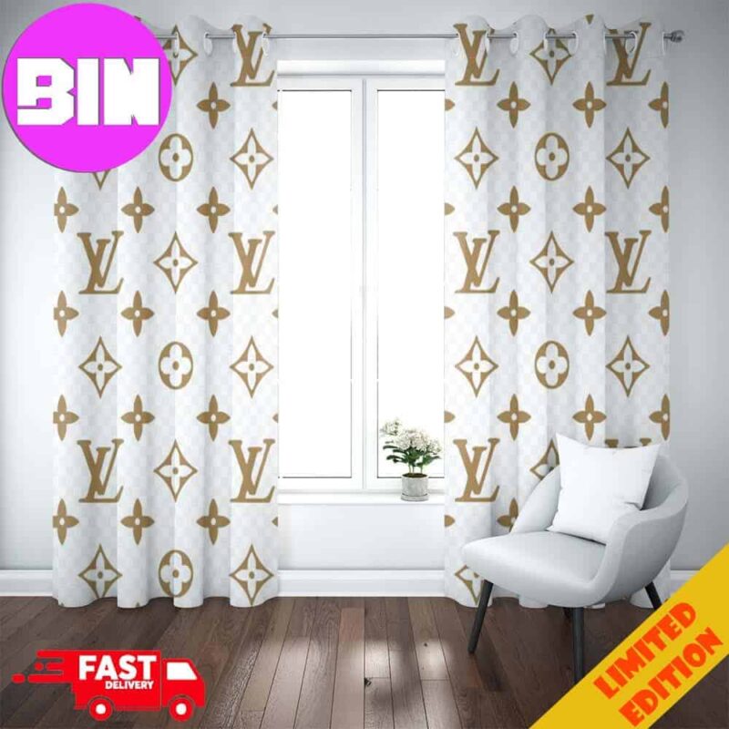 Louis Vuitton Window Curtain White Background And Golden Logo Luxury ...